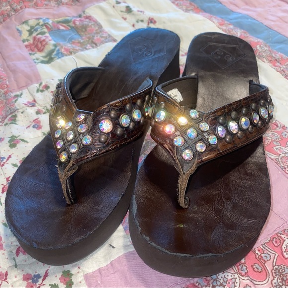 Cowgirl Jewels | Shoes | Cowgirl Jewels Rhinestone Wedge Flip Flops ...